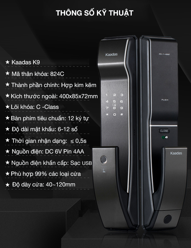 Khóa điện tử Kaadas K9 thông minh giá tốt tại Hà Nội